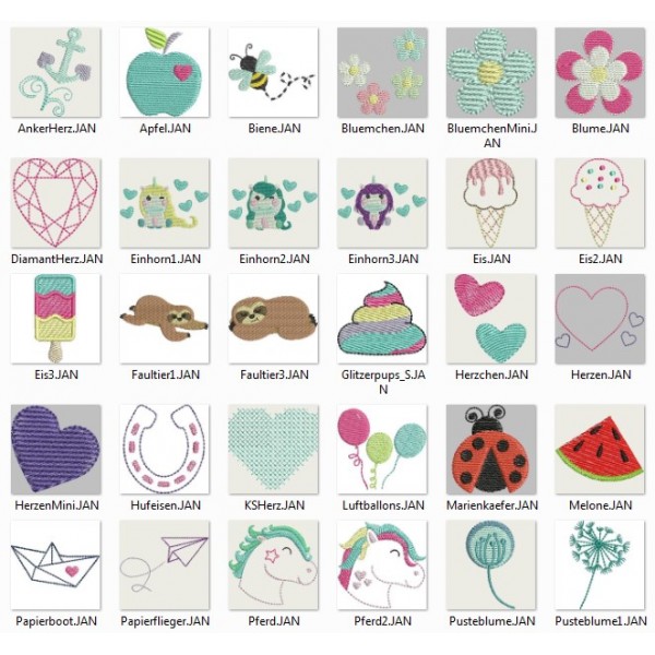 Stickserie - 54 Mini Motive Mix Set 3 für Puschen - Lollipops for Breakfast