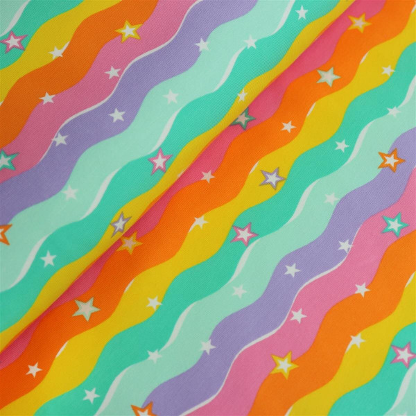 Jersey - Star Waves bunt pastell Wellen - Lollipops for Breakfast